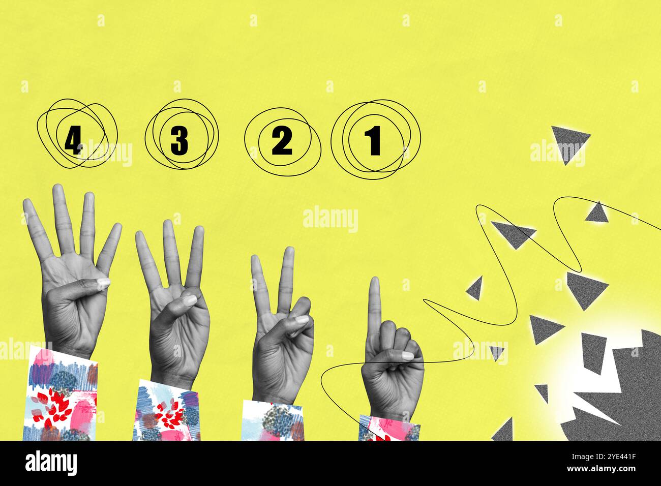 Creative photo collage image hands body fragment count numbers ...