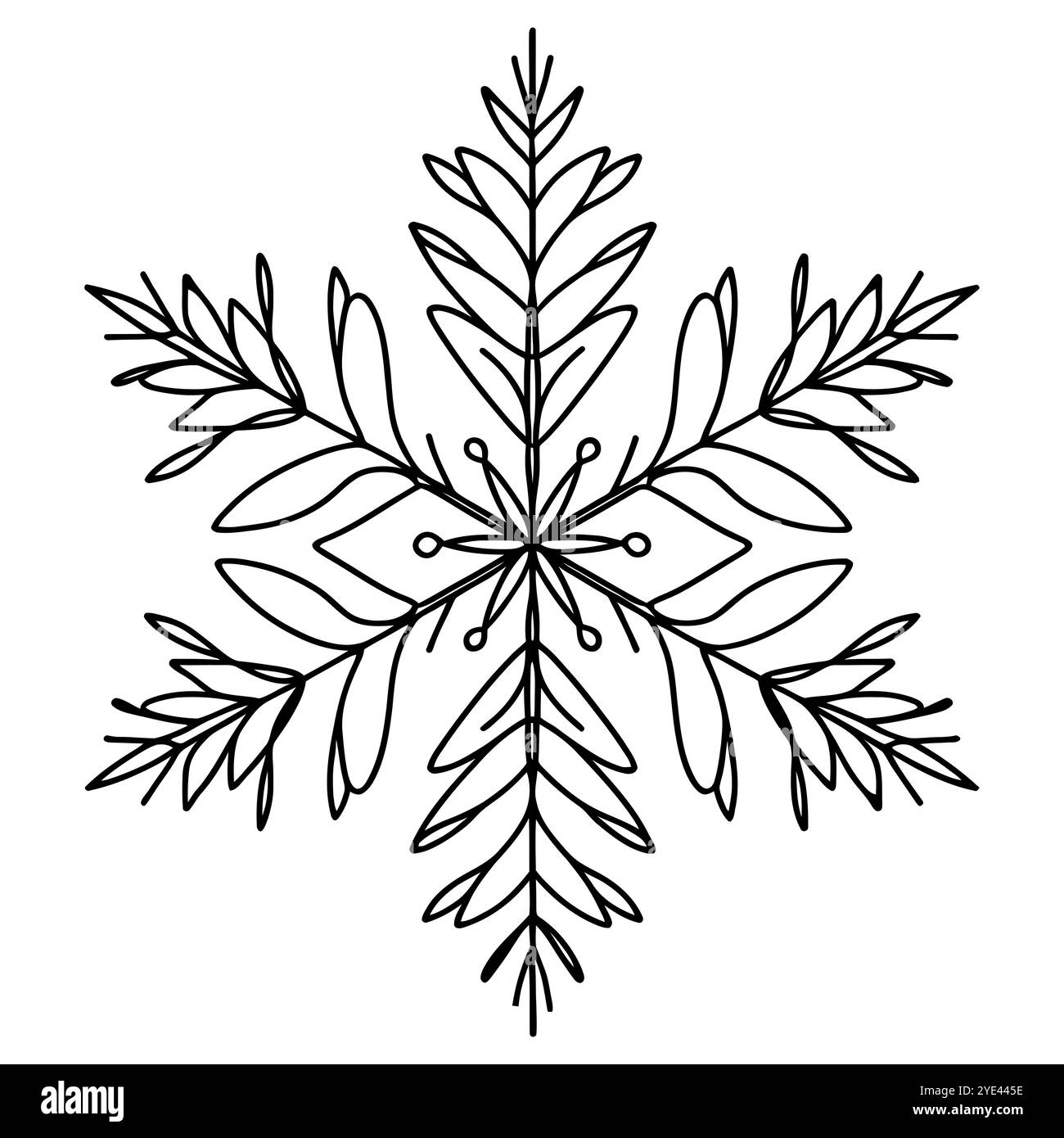 Intricate floral patterns intertwine to form a unique snowflake design ...