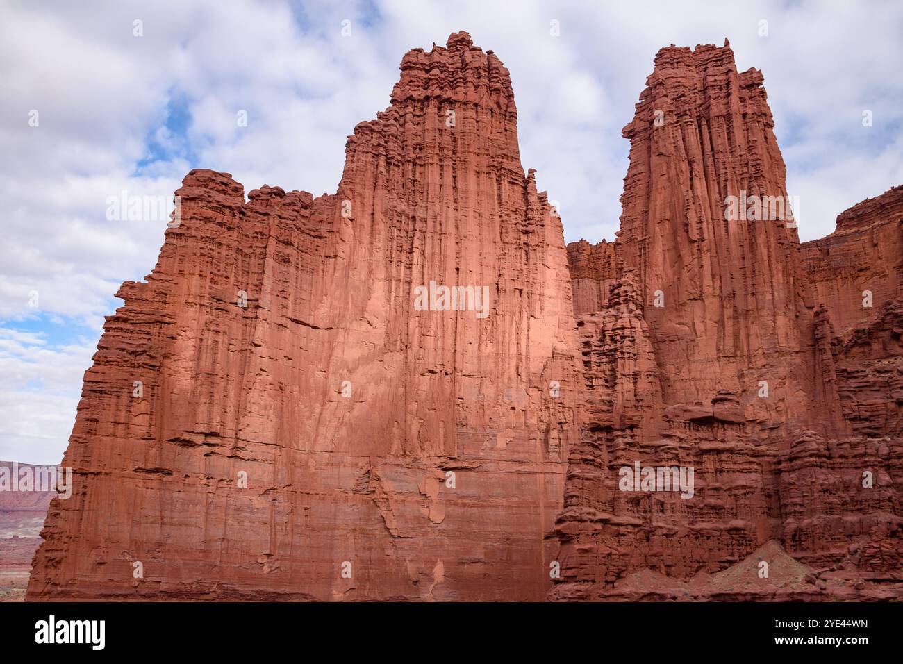 Stunning view of the Fisher Towers rock formations near Moab, Utah. The ...