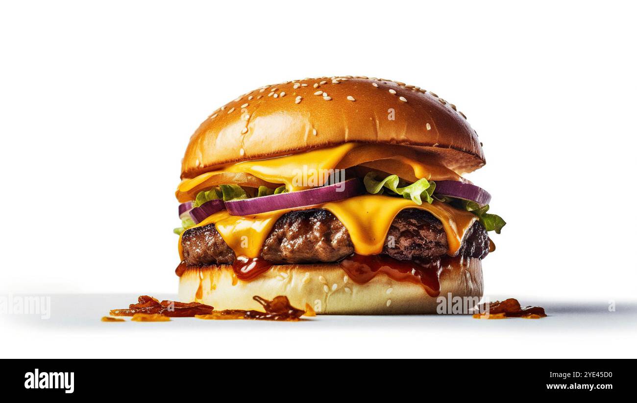 Beef with grilled egg, fresh lettuce, melted cheese and crispy bacon ...