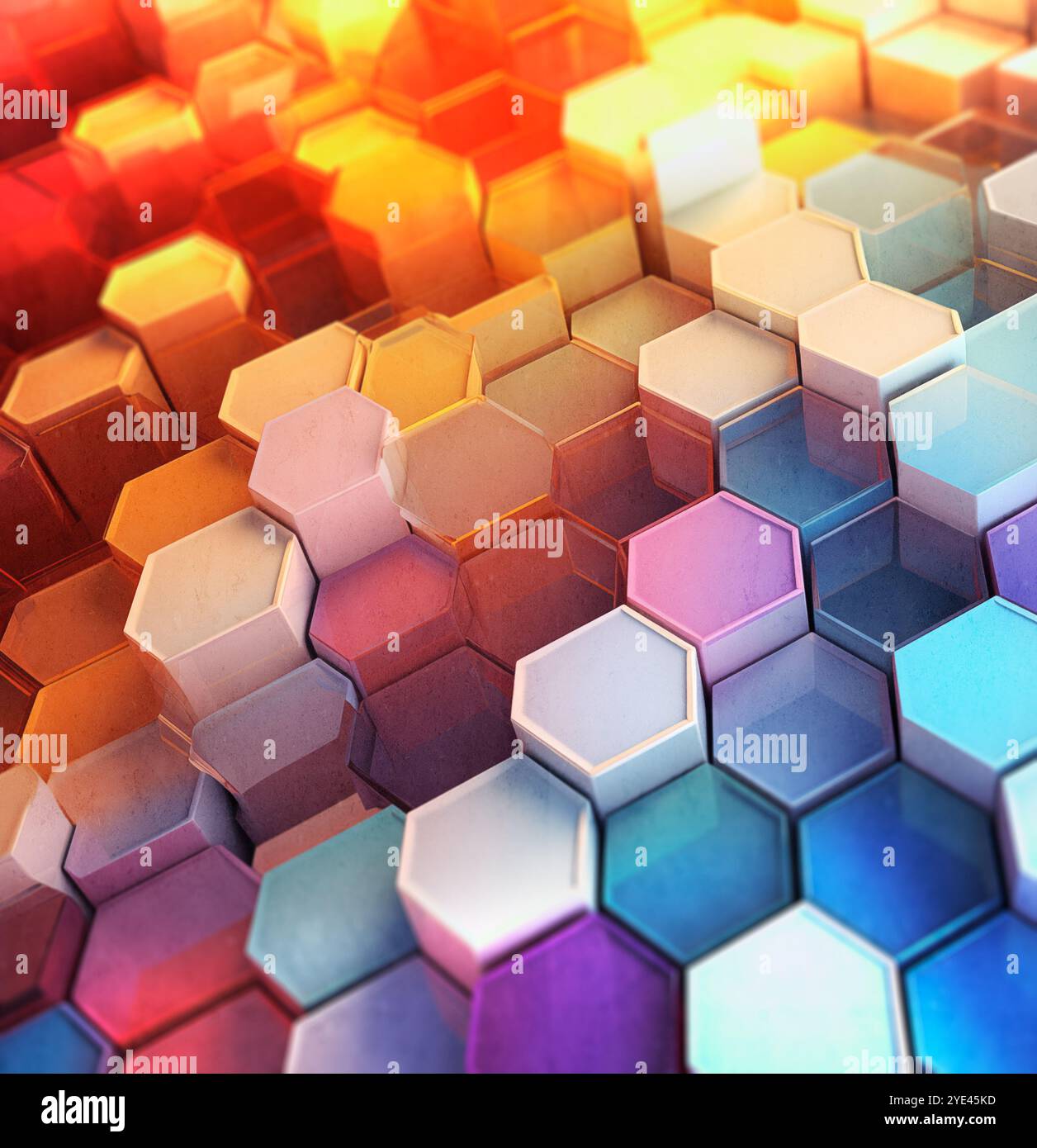 Close-up of a geometric pattern with colorfulr hexagons creating an ...