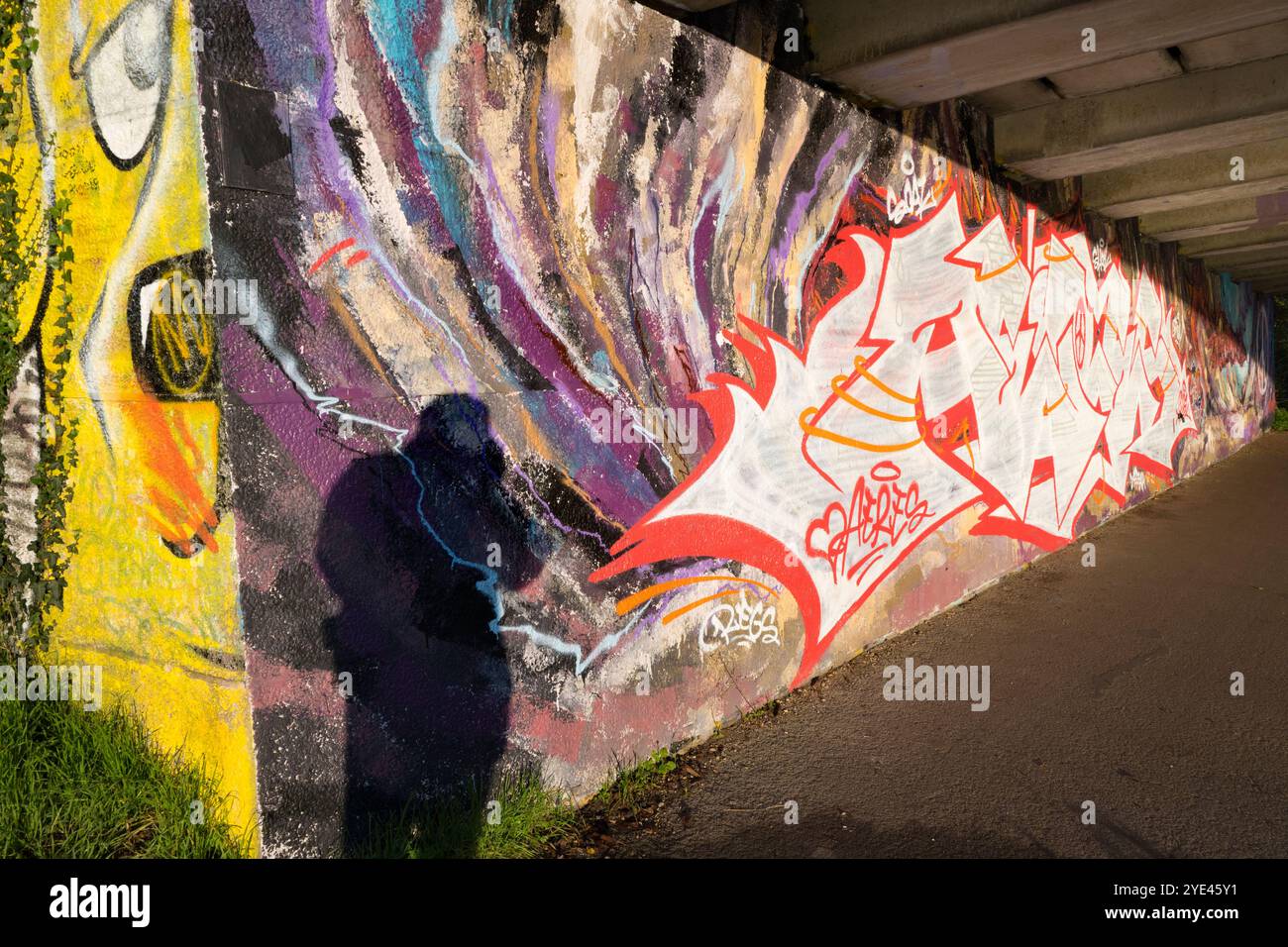 Graffiti and Shadows beneath Donnington bridge over the Thames. It's ...