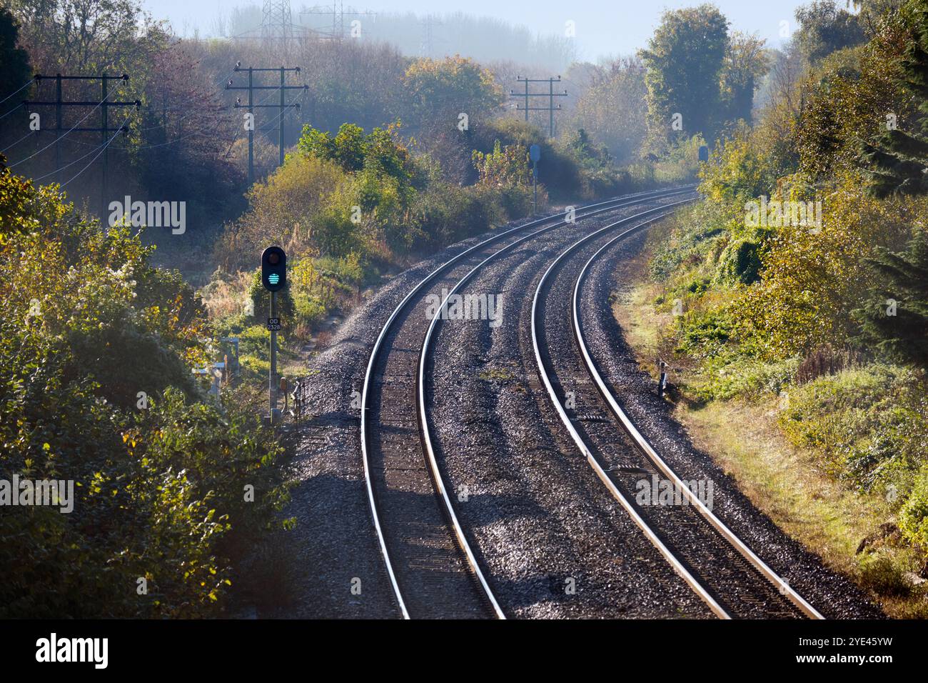 Here we see the view from the bridge over the main London-Oxford ...