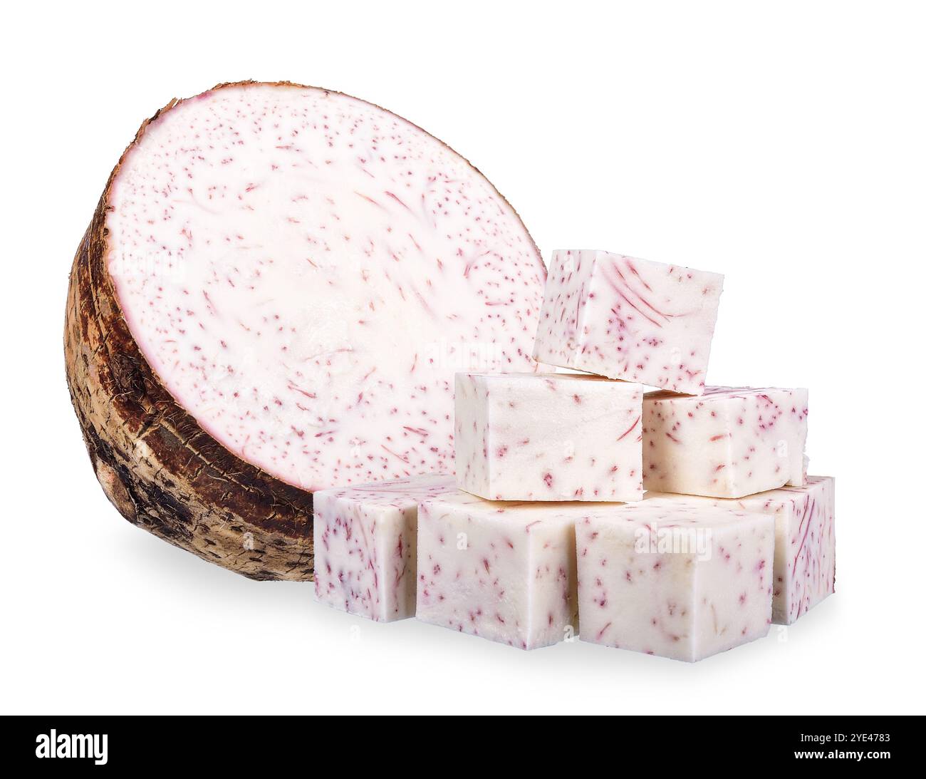 Sliced of Taro isolated on white background. tora clipping path Stock ...