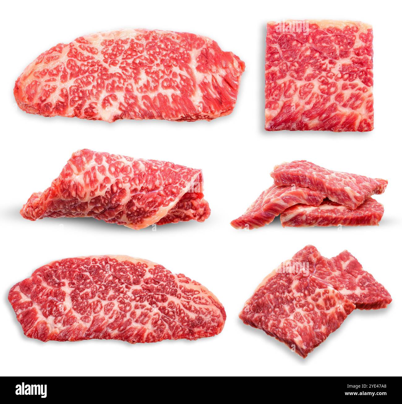 Collection of red beef meat isolated on white background Stock Photo ...