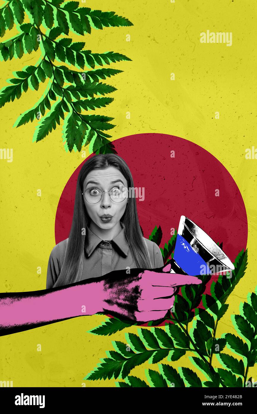 Composite trend artwork 3D sketch image photo collage of party carefree ...