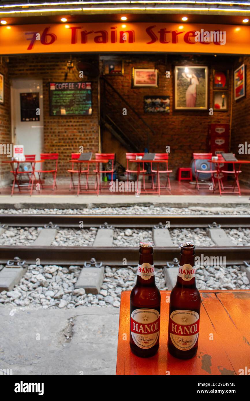 Vietnam: Hanoi Train Street, narrow train bypass which sees daily ...