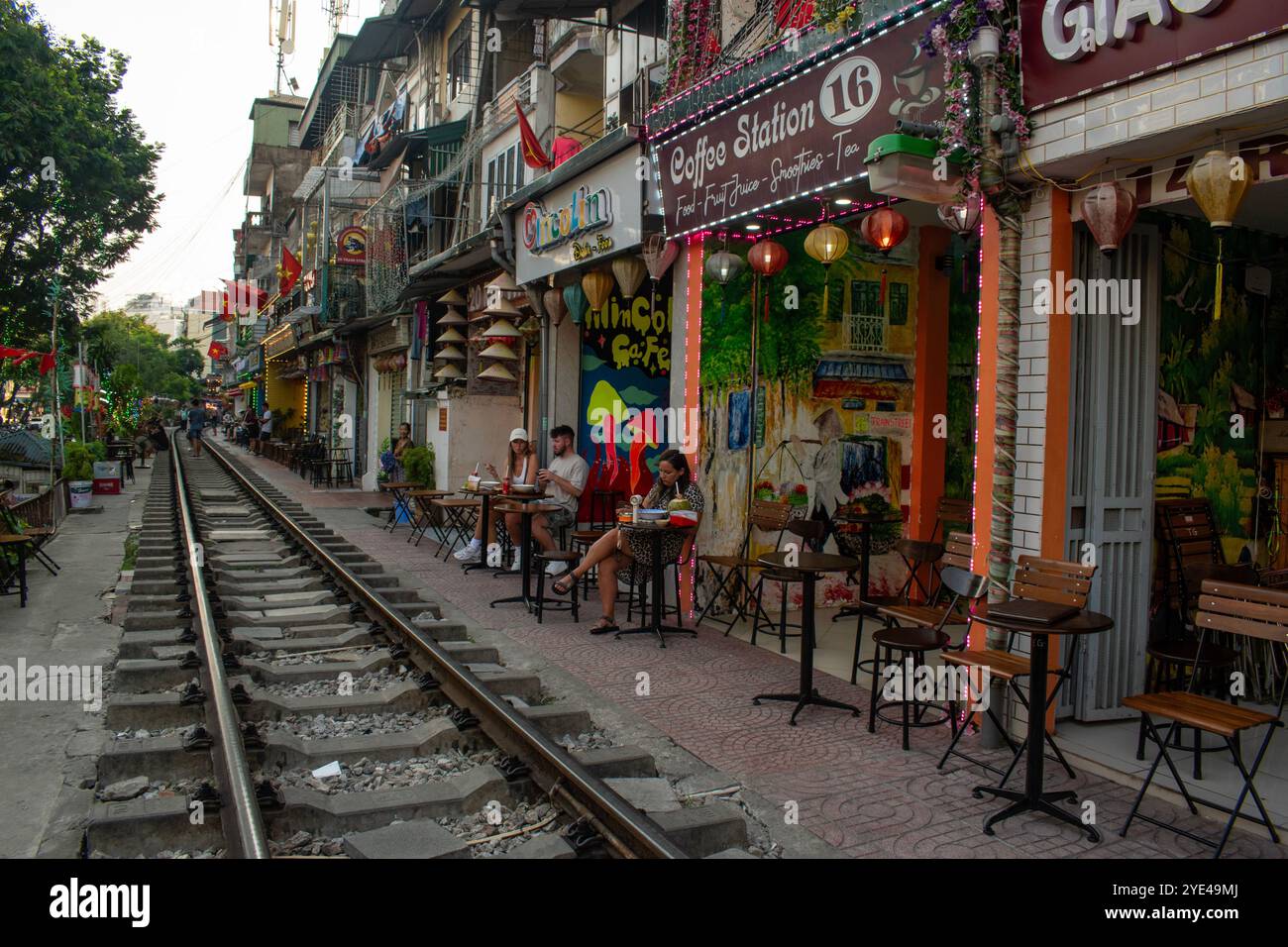 Vietnam: Hanoi Train Street, narrow train bypass which sees daily ...