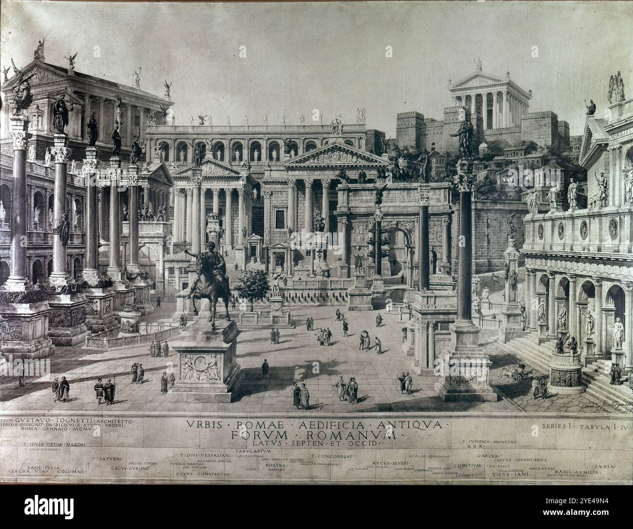 Representation of Ancient Rome (view of the Roman Forum). Drawing by ...