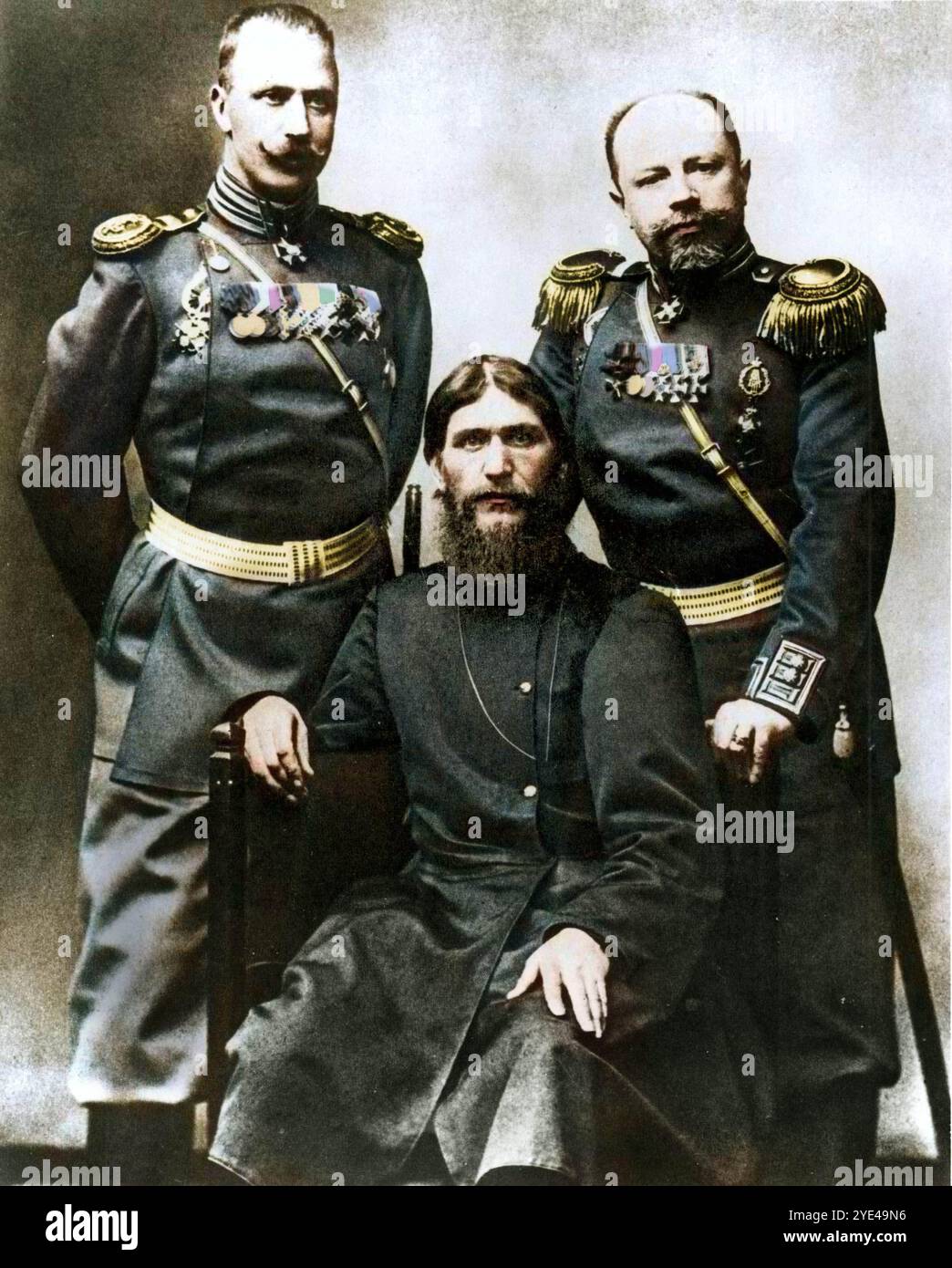 Left to right: prince Mikhail Putyatin, Grigory Rasputin and Colonel D ...
