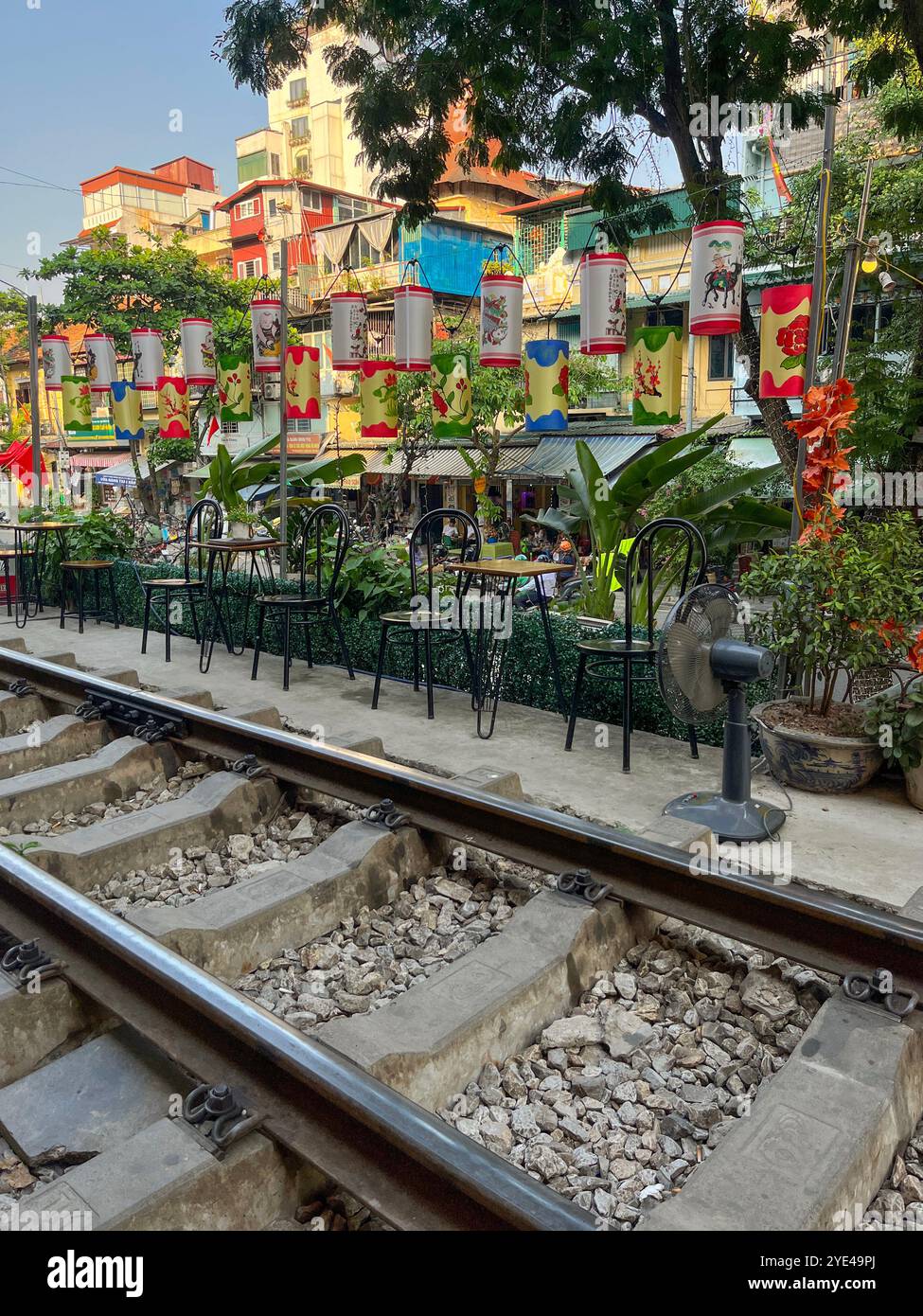 Vietnam: Hanoi Train Street, narrow train bypass which sees daily ...
