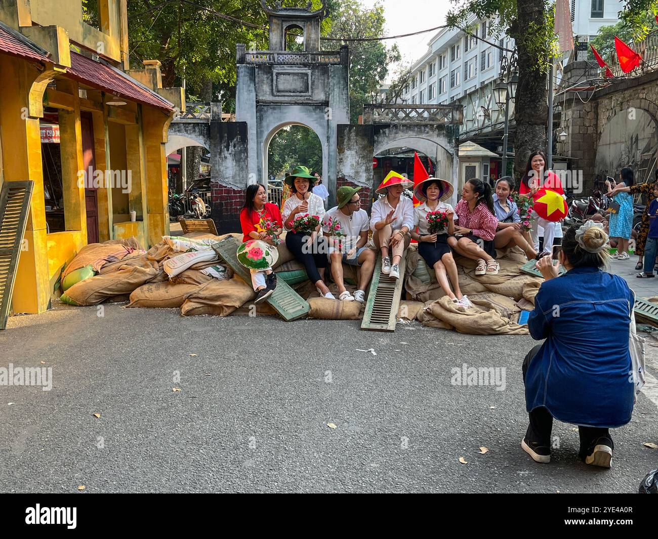Hanoi, Vietnam: people taking pictures and celebrating the 70th ...