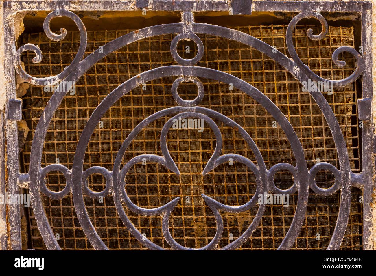 Intricate Wrought Iron Grille With Geometric Design Stock Photo - Alamy