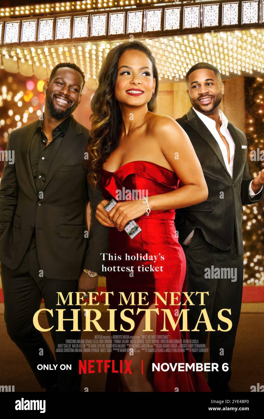 MEET ME NEXT CHRISTMAS, US poster, from left: Kofi Siriboe, Christina Milian, Devale Ellis, 2024 ...