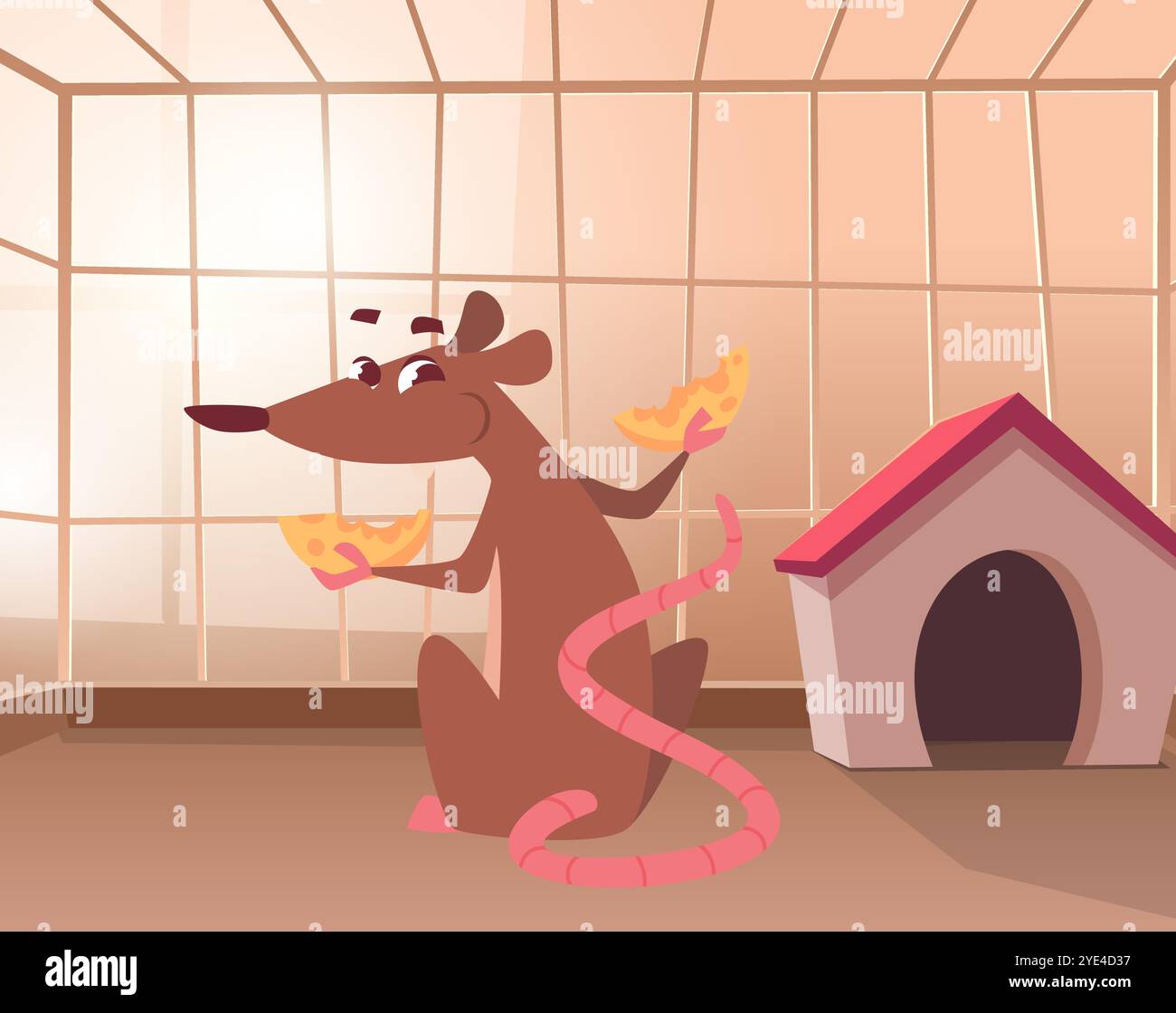 Cute rat in cage eating Stock Vector Images - Alamy