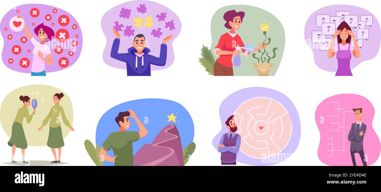 People thinking. Visualization of people imagination creative minds exact vector illustration ...