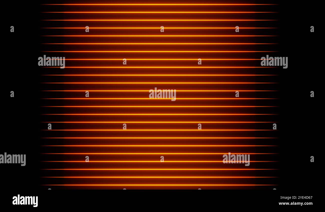 Illuminated horizontal lines in orange neon light. Illuminated ...