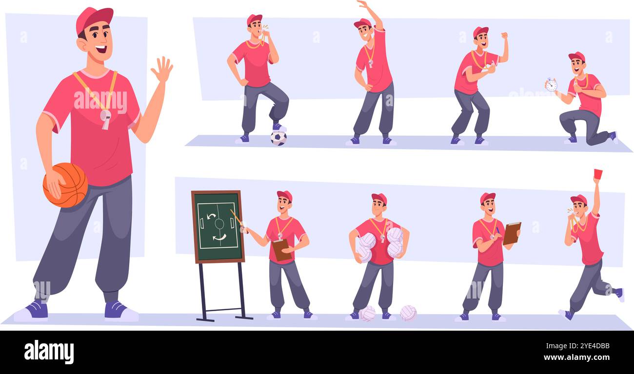 School children teacher. Sport education activities with kids and ...