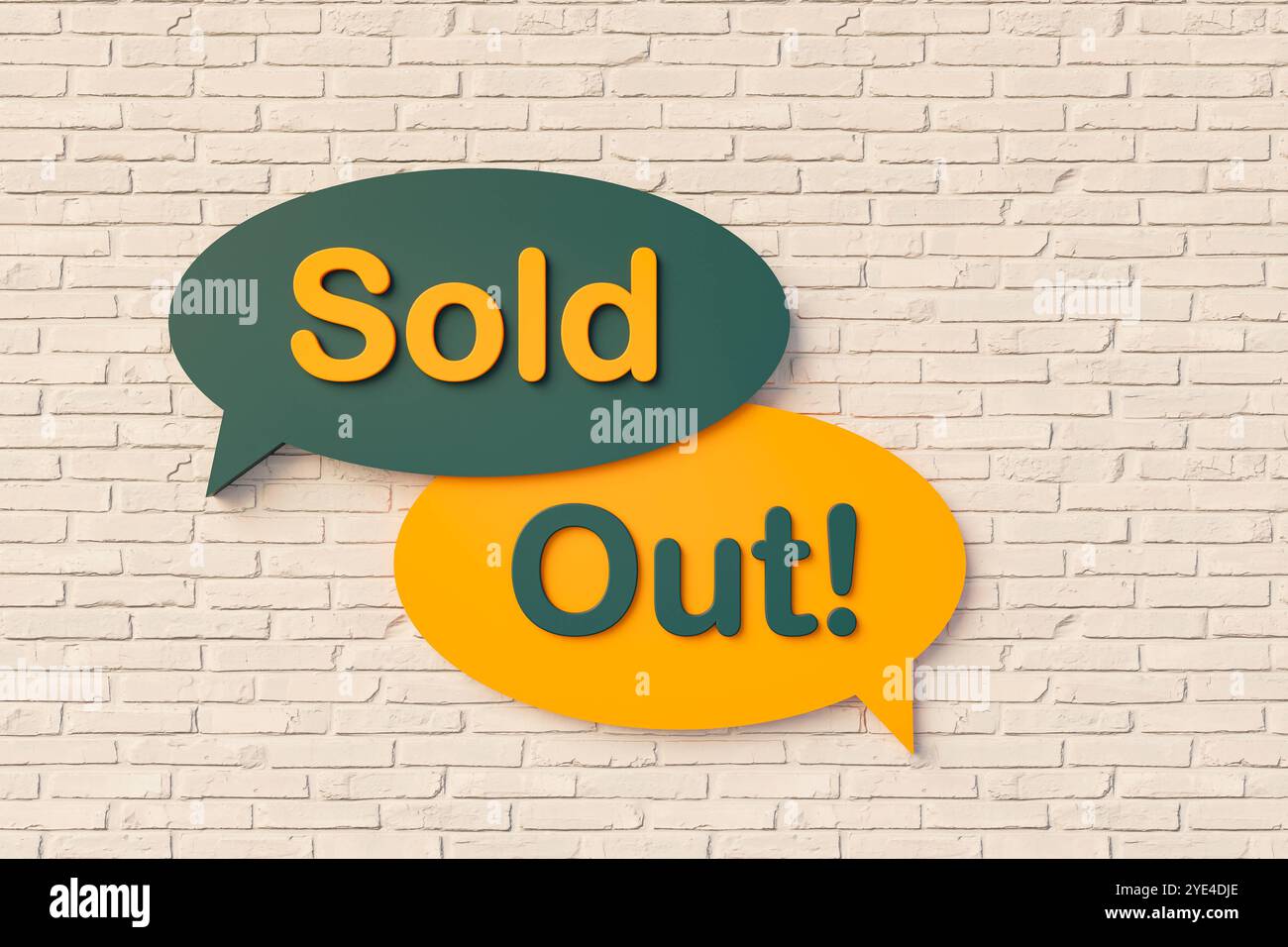 Sold out. Sold out. Cartoon speech bubble in yellow and dark green ...