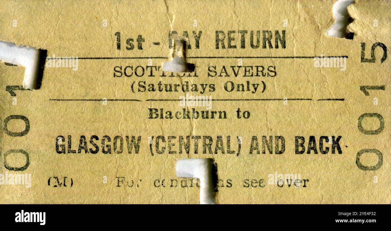 1st Class Day Return, Blackburn to Glasgow Central. September 1978 ...