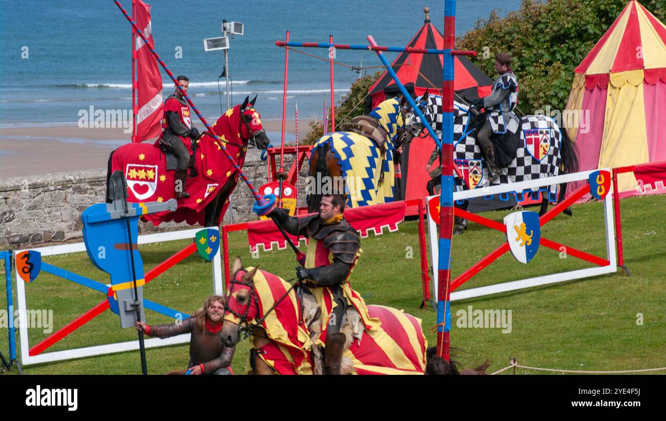 Jousting Reenactment Knights on Horseback Bamburgh Castle ...