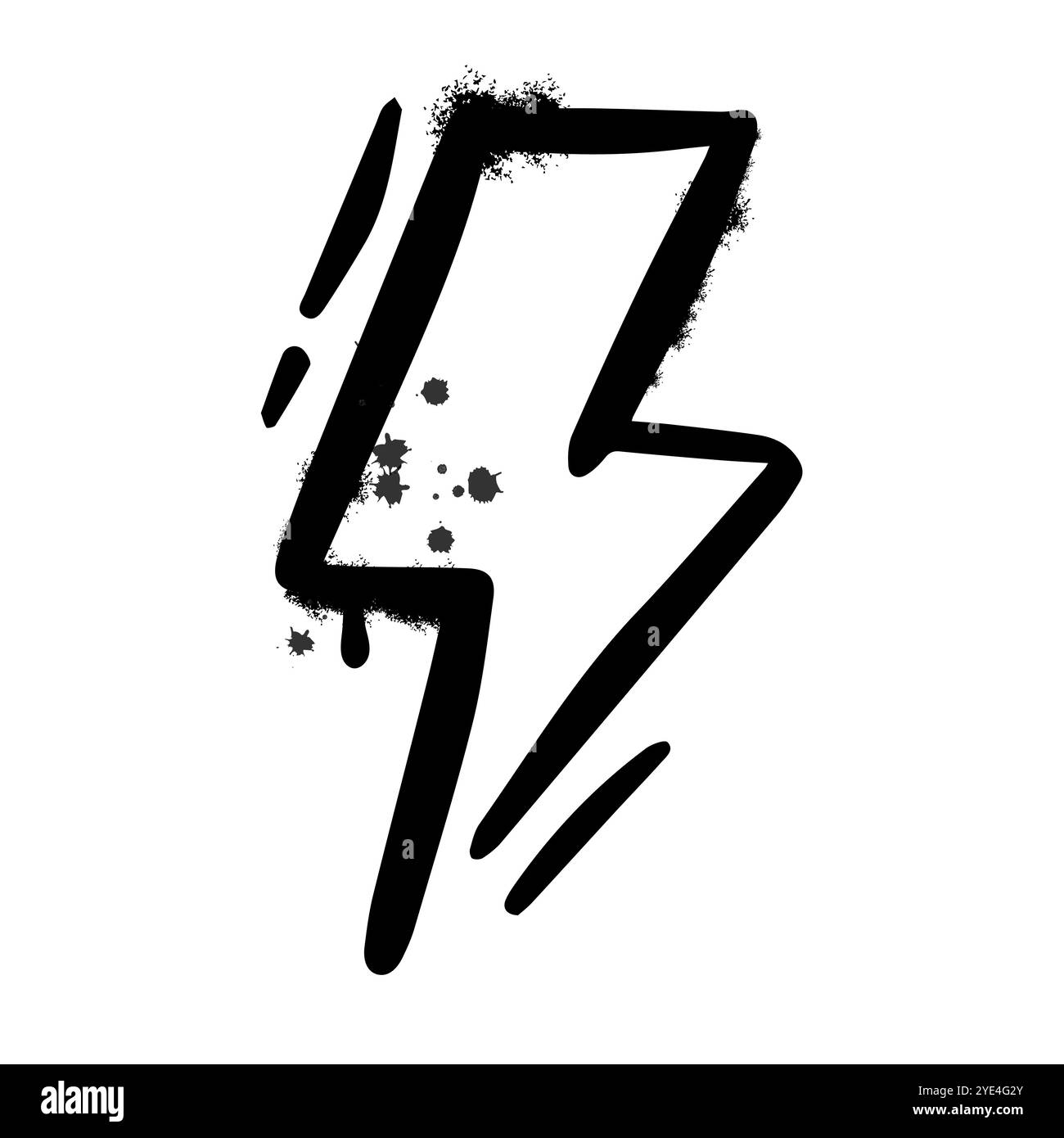 Spray graffiti electric lightning bolt. Texture element, isolated on ...