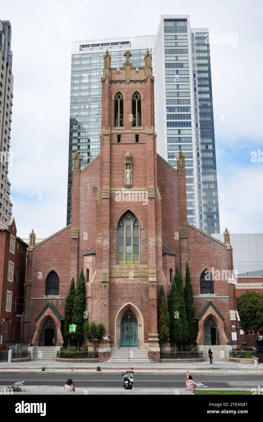 The doorway to St. Patrick's Catholic Church founded in 1851, located ...