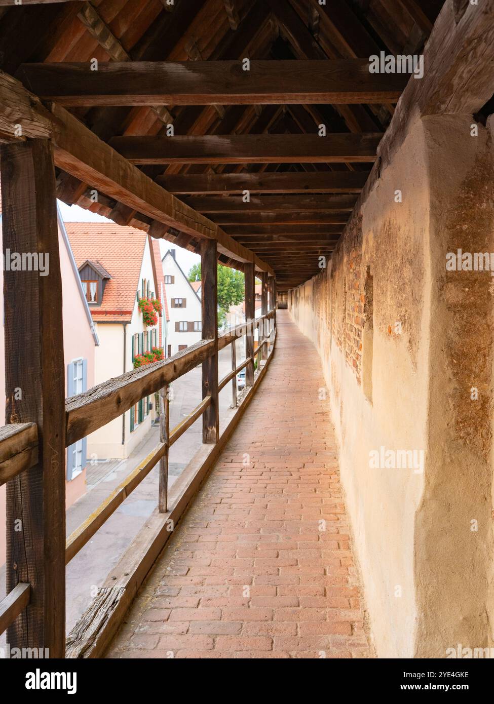 Noerdlingen, Germany - September 29th 2023: Footway on the old town ...