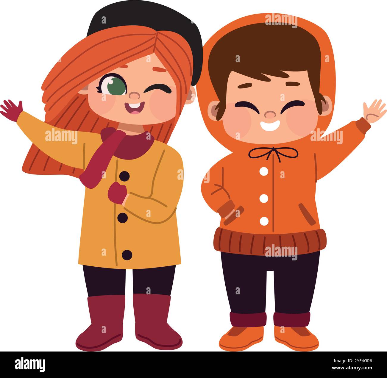 kids wearing autumn clothes Stock Vector Image & Art - Alamy