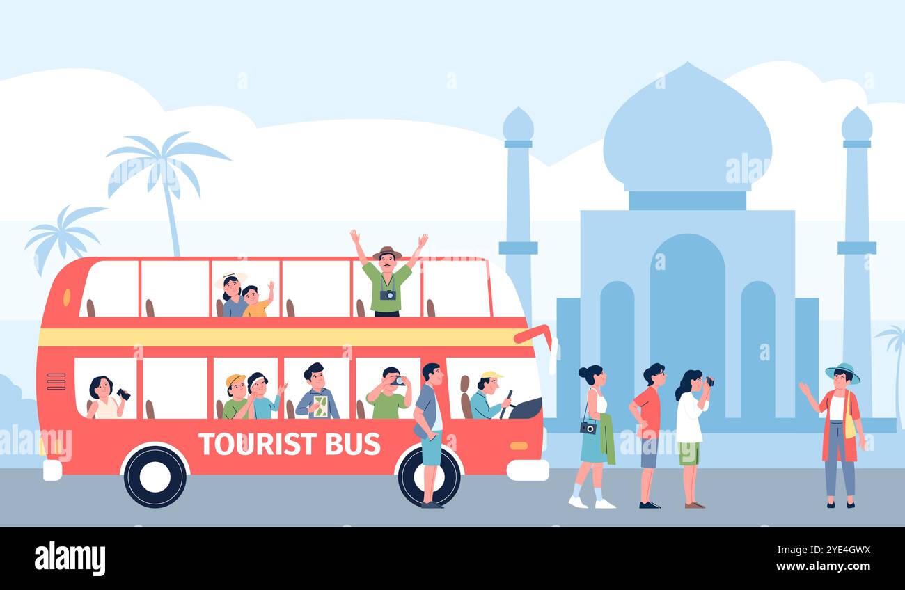 City bus tour. Excursion with guide around city landmarks on red ...