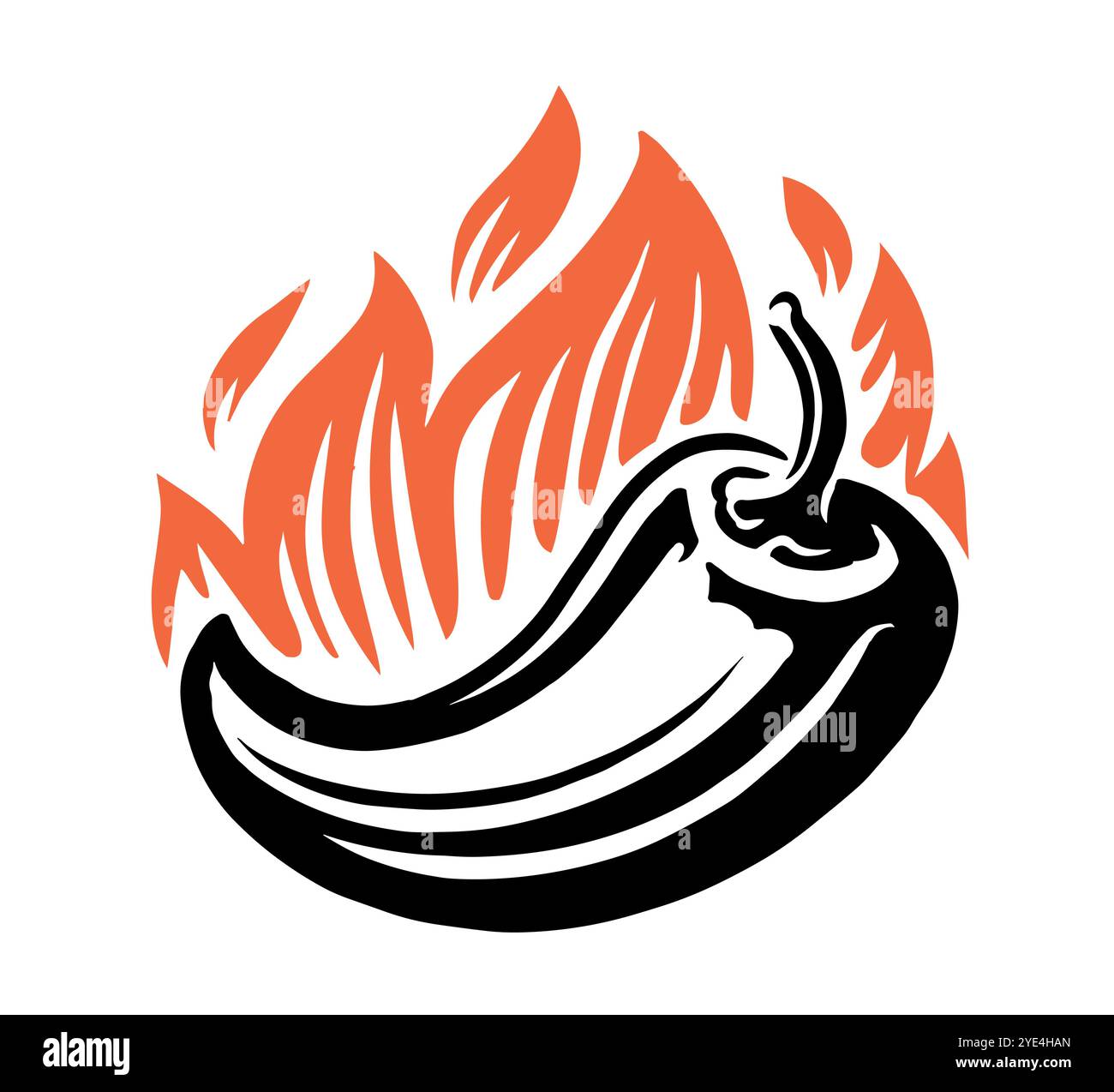 Hot pepper and fire emblem symbol. Spice food logo vector illustration ...