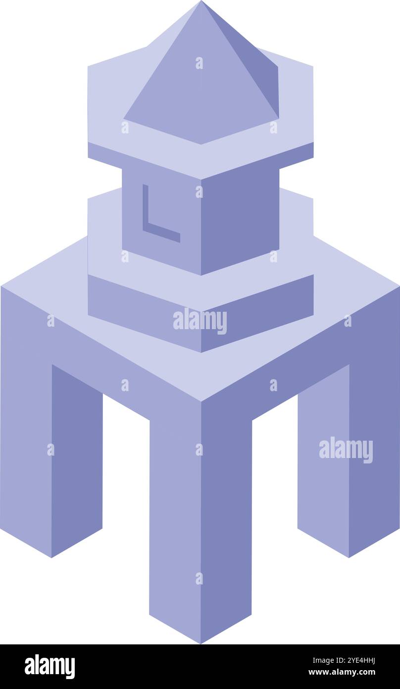 Isometric projection of a purple lighthouse with four pillars and ...
