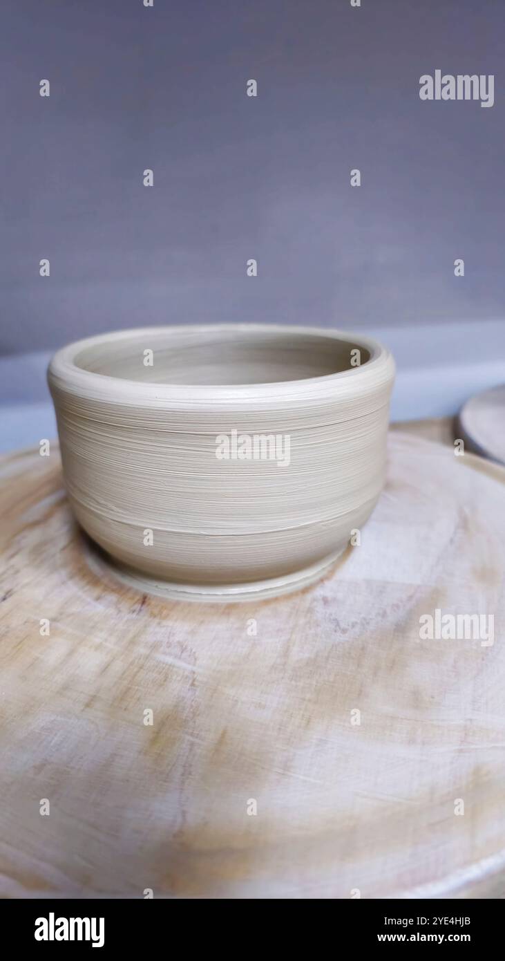 Handmade clay cups. In the process of preparation. Step by step guide ...
