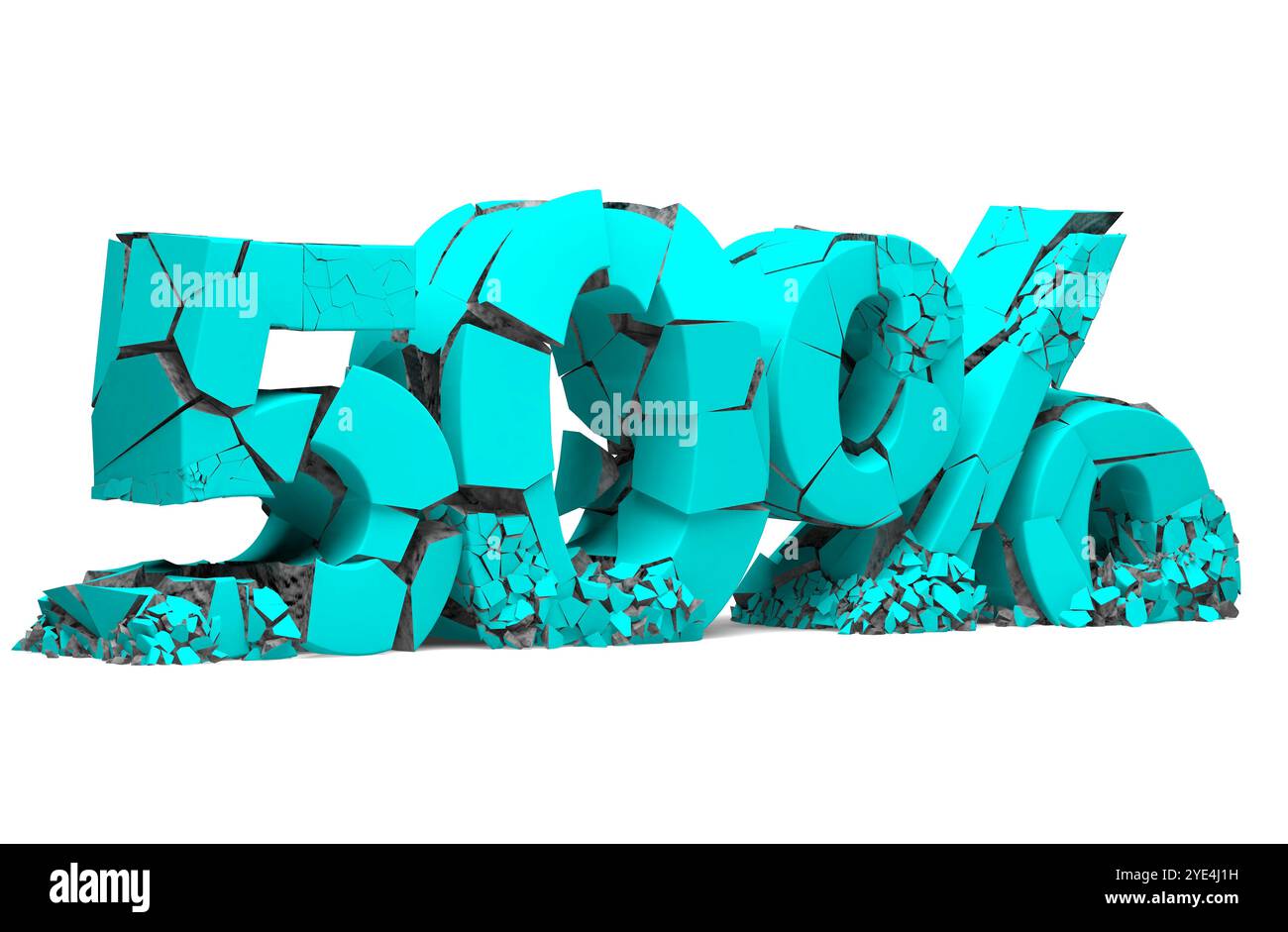 Number 50 in red isolated on white and percentage sign. Breaking prices ...