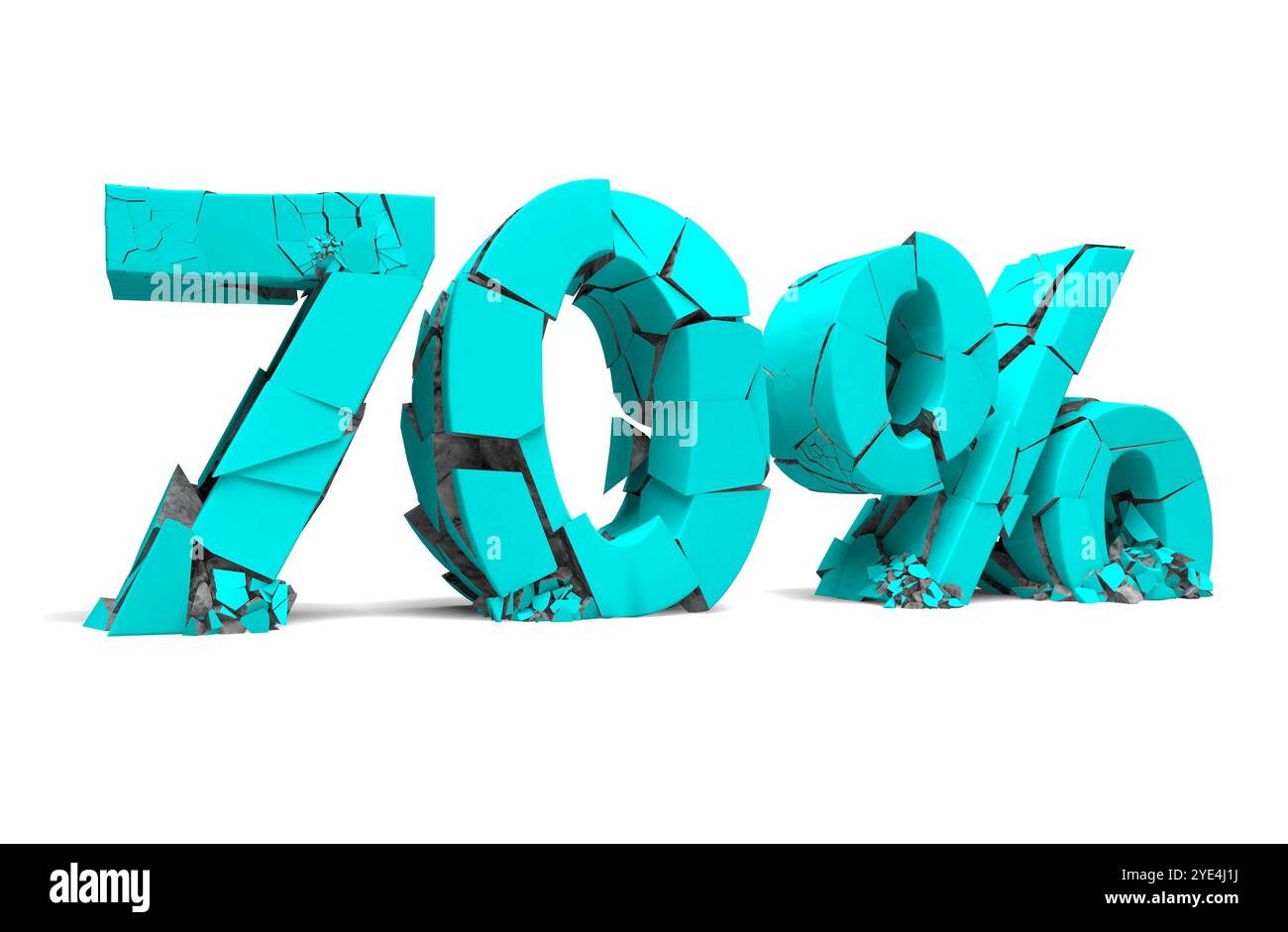 Number 70 in red isolated on white and percentage sign. Breaking prices ...