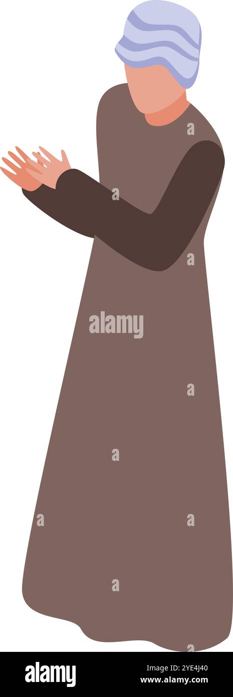 Islamic man performing salat, ritual prayer, wearing traditional ...