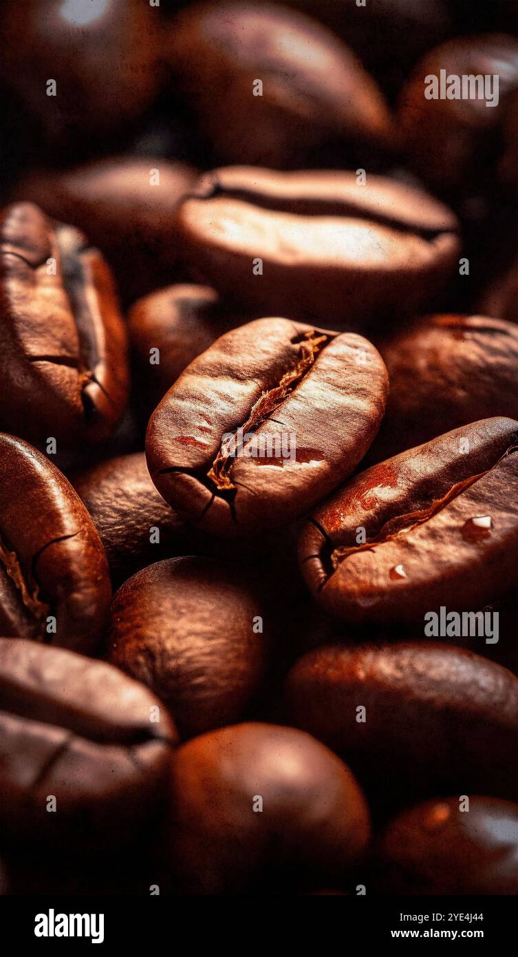 macro photography of coffe grain in dark environment.Close up image of ...