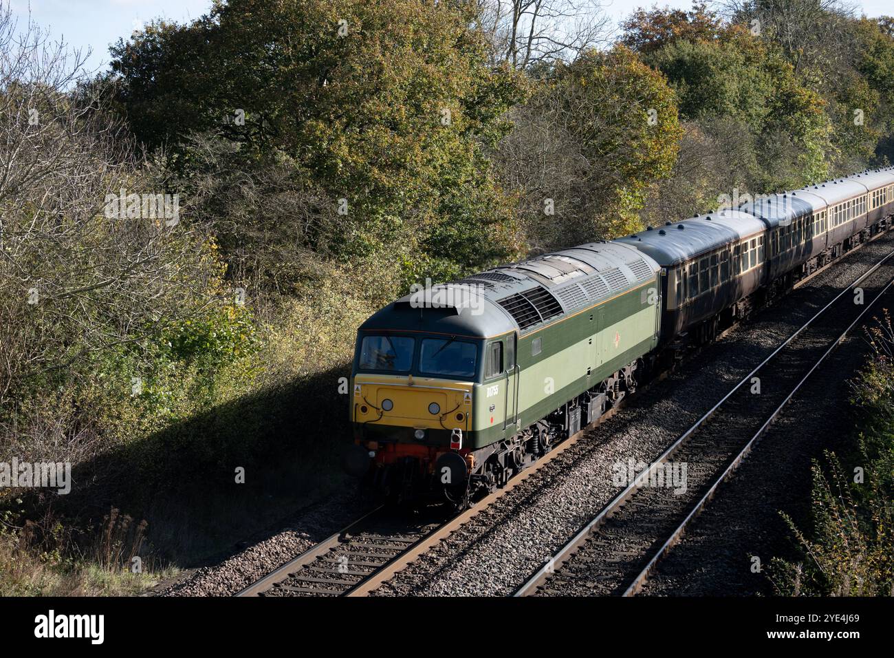 Class 47 diesel locomotive No. D1755 at the rear of The Shakespeare Express train, Shrewley ...