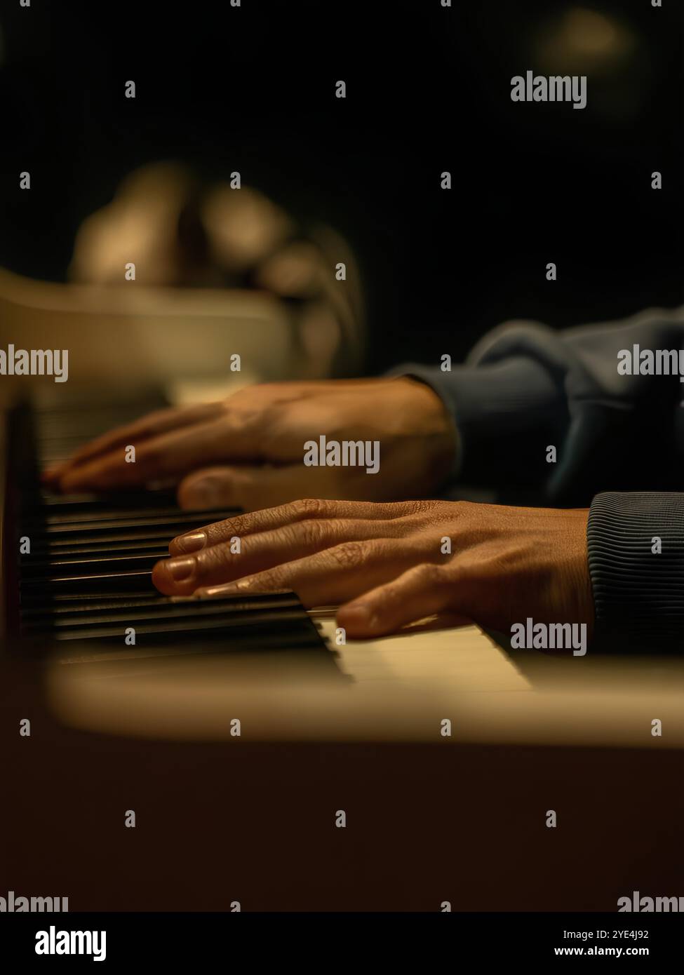 Playing piano. Hands push the key Stock Photo - Alamy