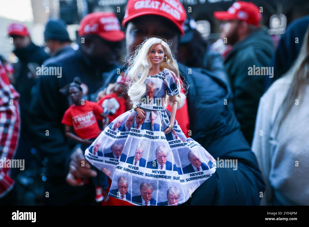 NEW YORK, NEW YORK - OCTOBER 27: A Trump supporter shows her Margot ...