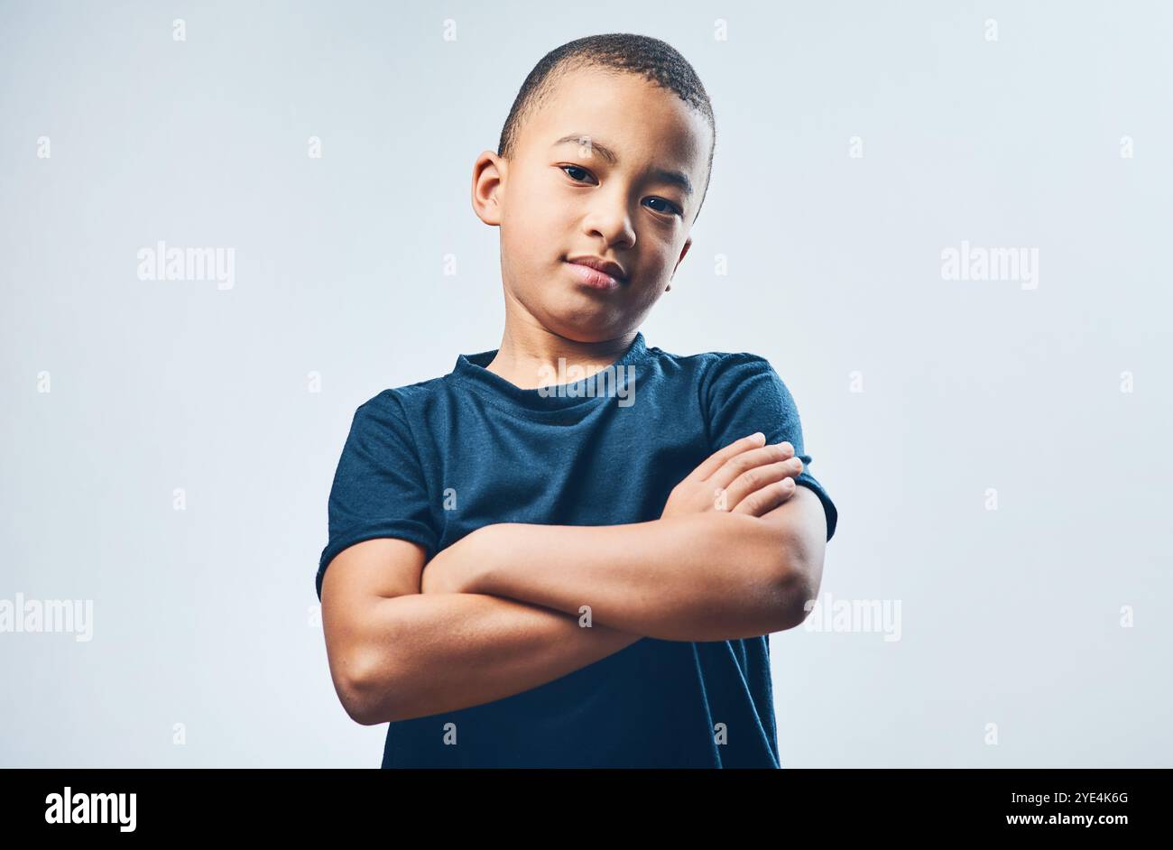 Child, portrait and confident in studio for growth, attitude and ...
