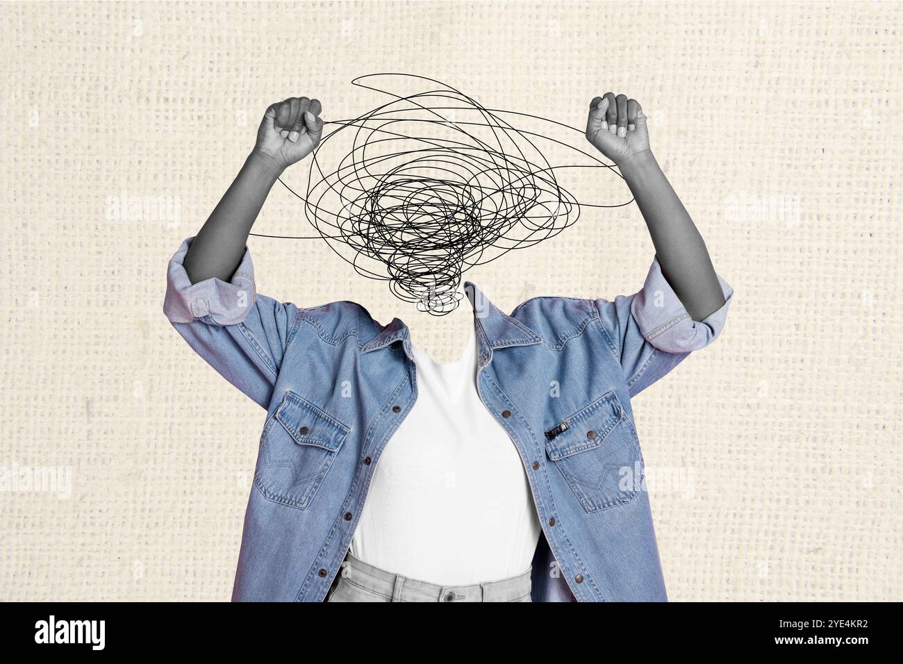Composite trend artwork 3D sketch photo collage of headless incognito ...