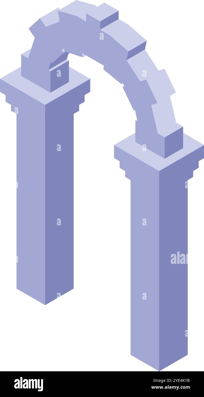 Architectural element featuring a stone arch resting on two pillars ...