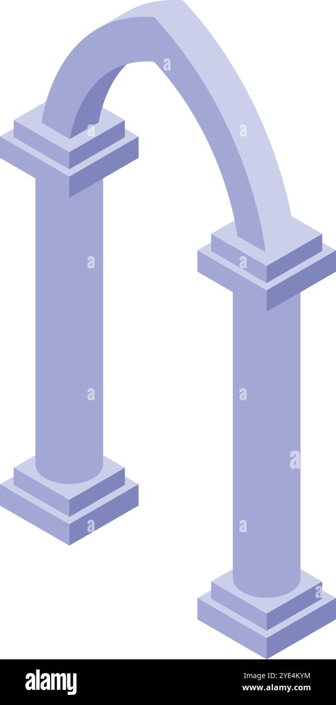 Isometric view of an arch connecting two pillars, representing strength ...