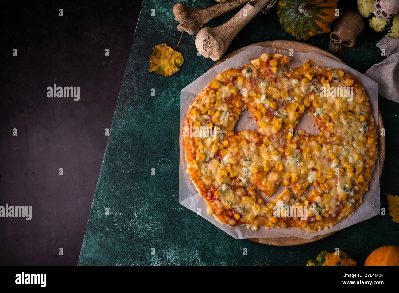 Halloween scary pizza in shape of pumpkin Stock Photo - Alamy