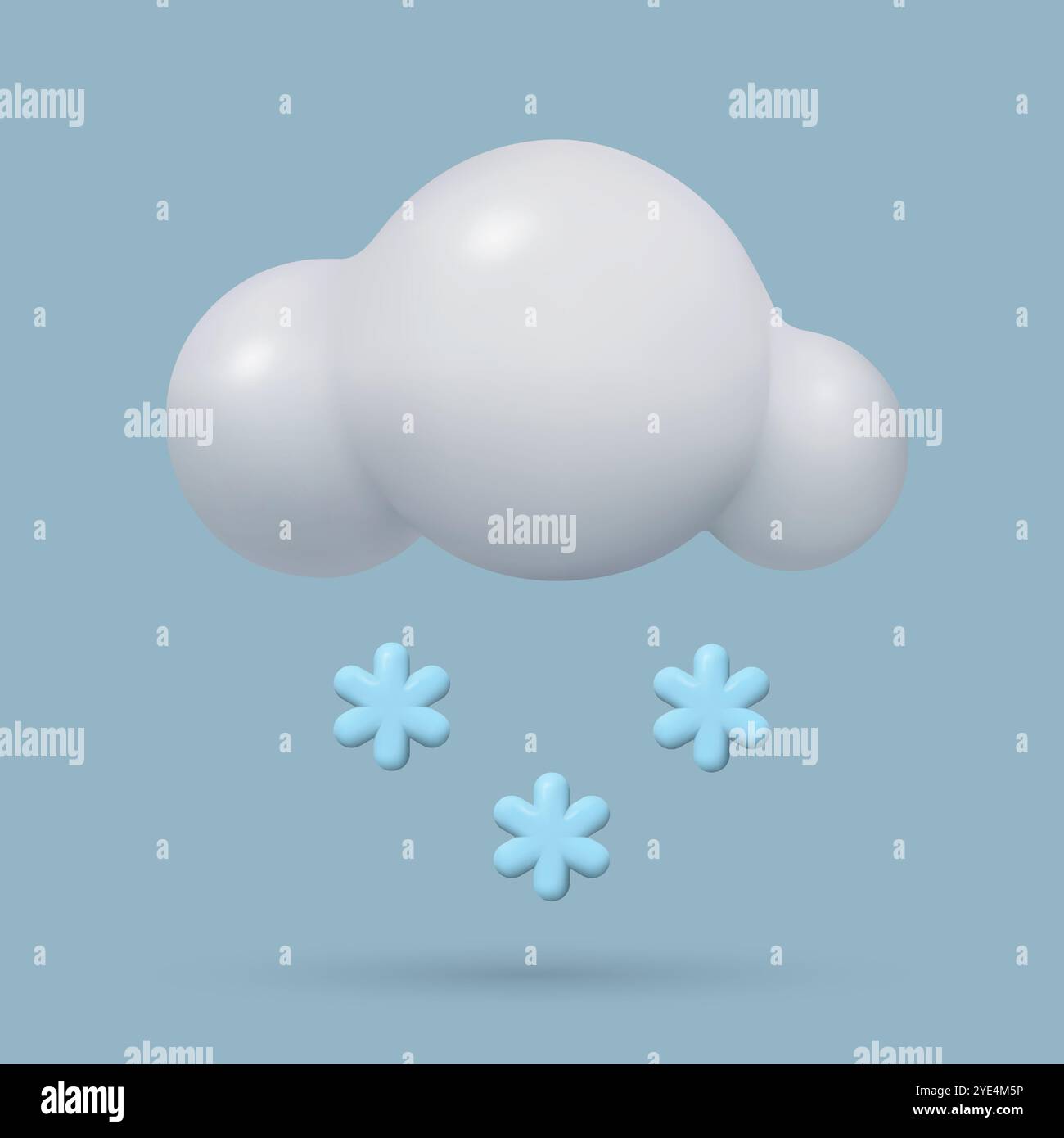3d Cloud with snowflakes. Cute cartoon minimal weather forecast icon ...