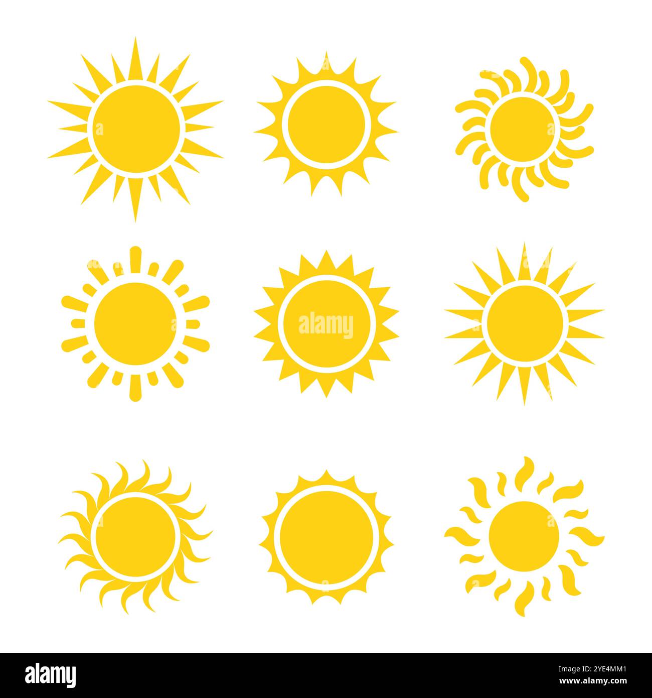 Sun icon set vector illustration isolated on white Stock Vector Image ...