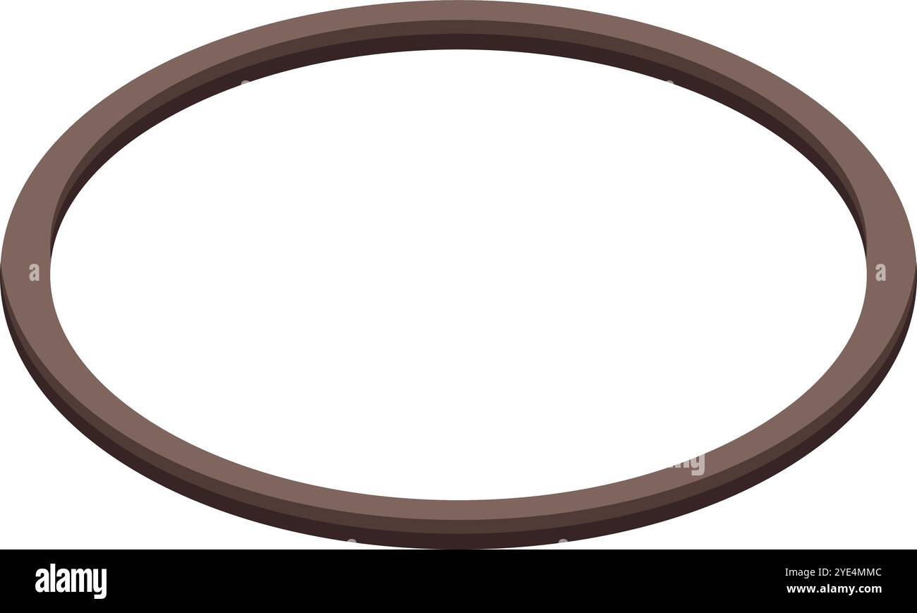 Brown o ring seal gasket presenting its oval shape, creating a simple ...