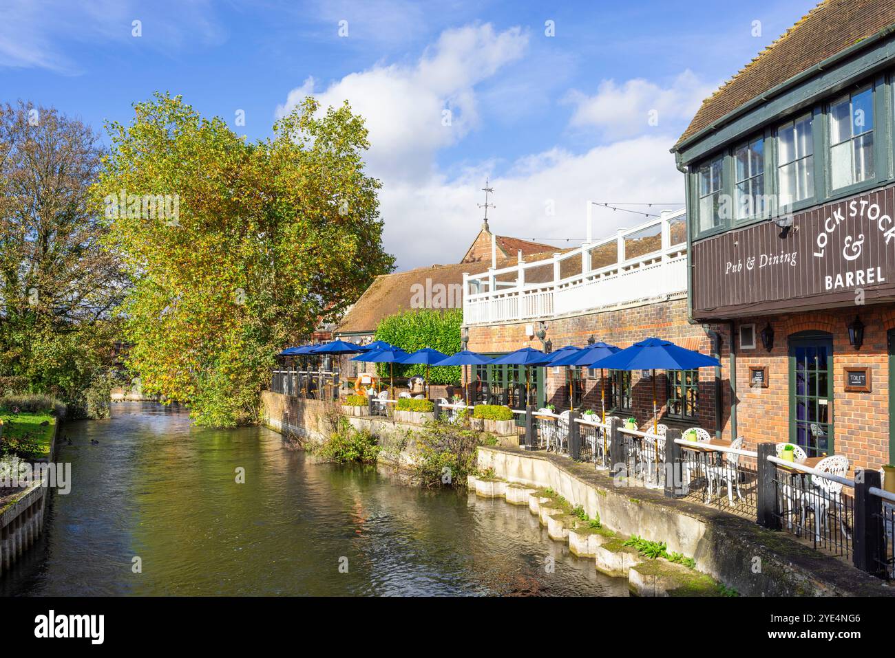 Newbury Berkshire The Lock Stock & Barrel pub by the side of the River ...