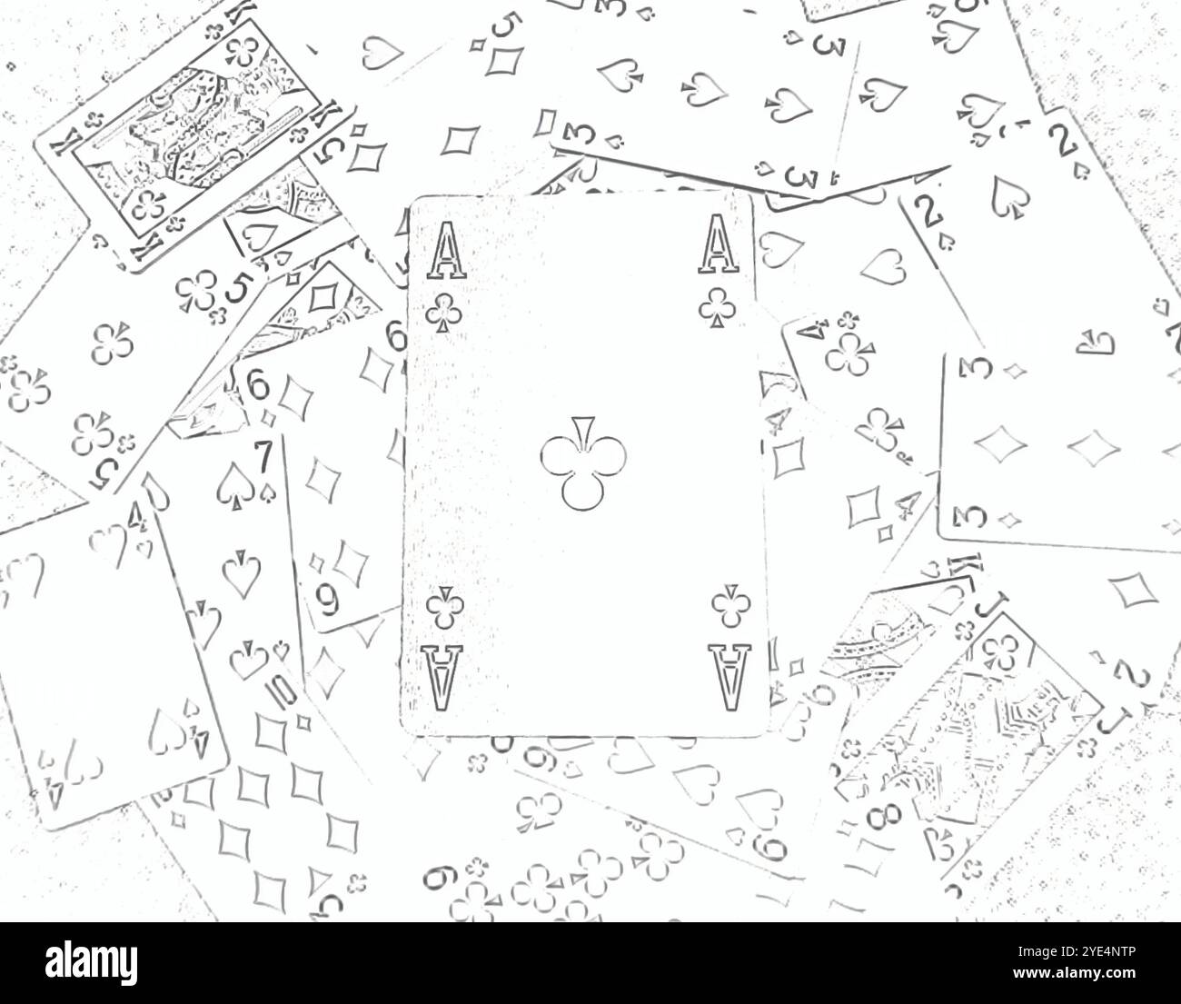 Drawing graphics of playing cards in card games black and white Stock ...